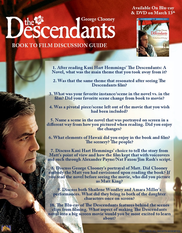 The Descendants — Ask Kaui Hart Hemmings! + Printable Discussion Guide ...